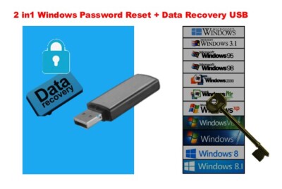 Windows Password reset + Data recovery Bootable USB Utility Tool for PC ...