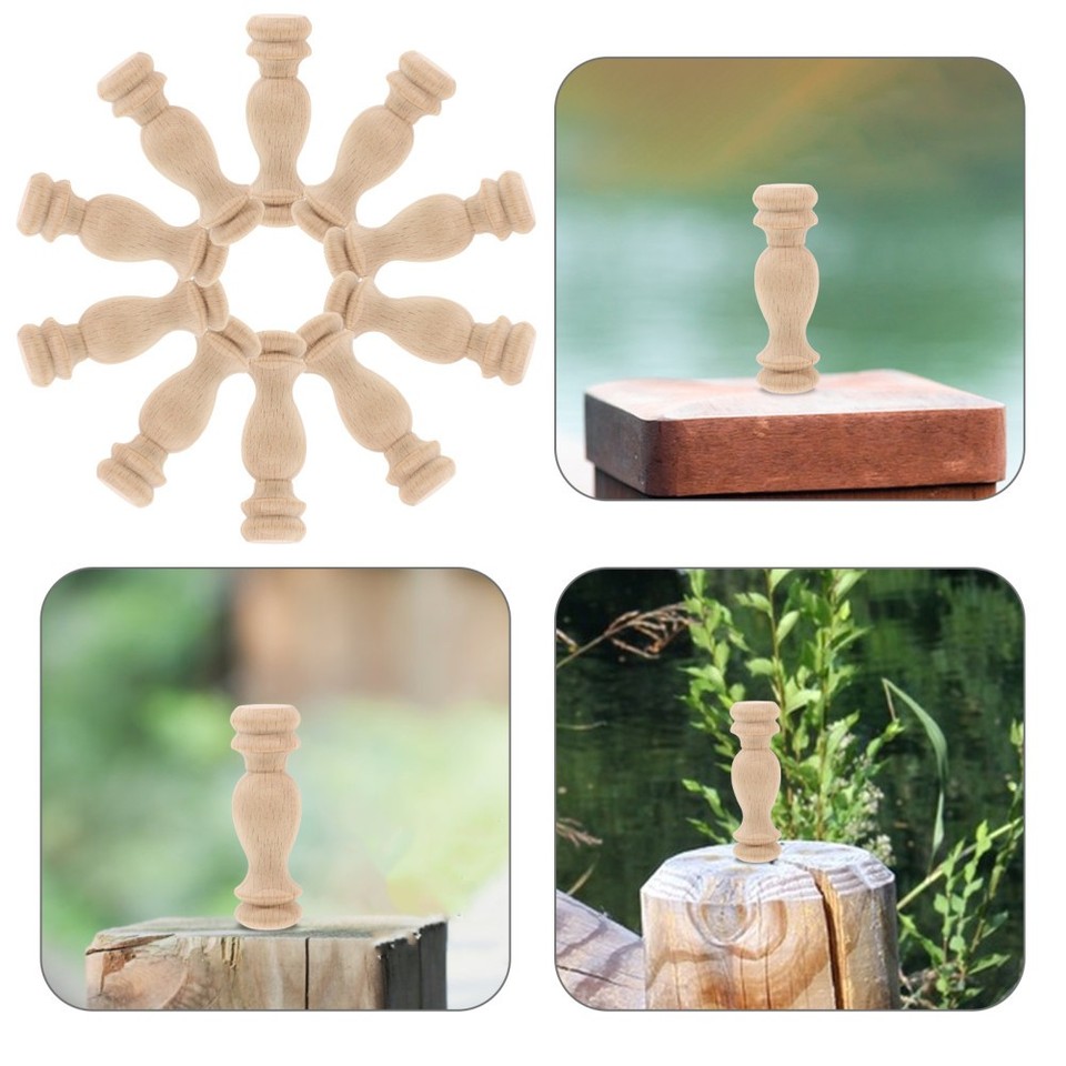 10 Pcs Solid Wood Miniature Roman Pillars For Decorative Railing ...