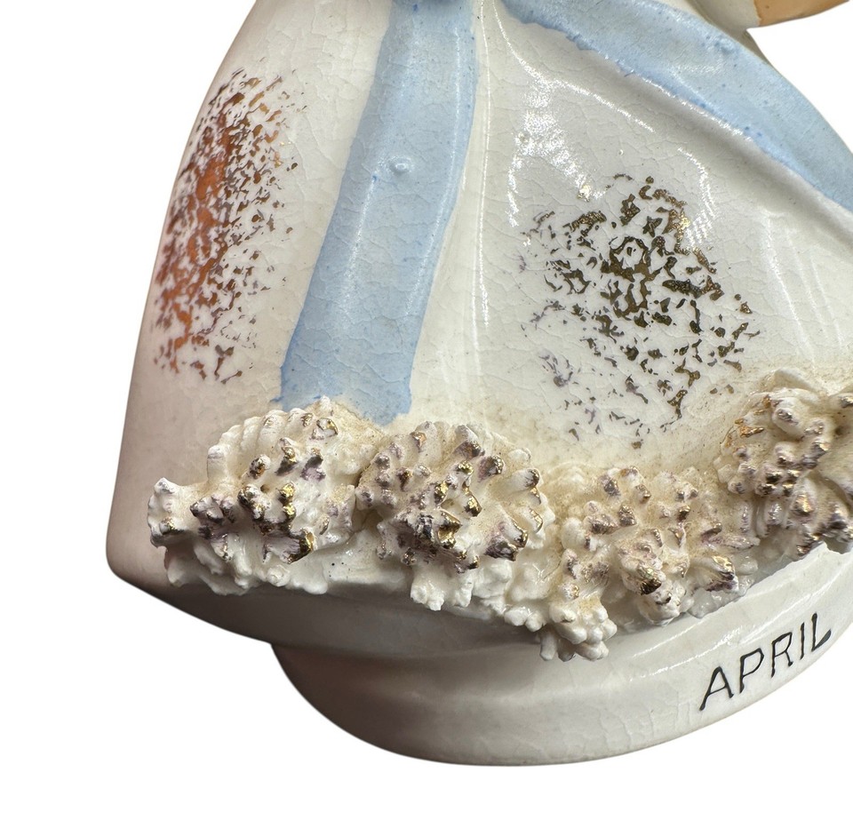 VTG Lefton April Angel Figurine Easter Basket Bunny Egg Spaghetti Japan ...