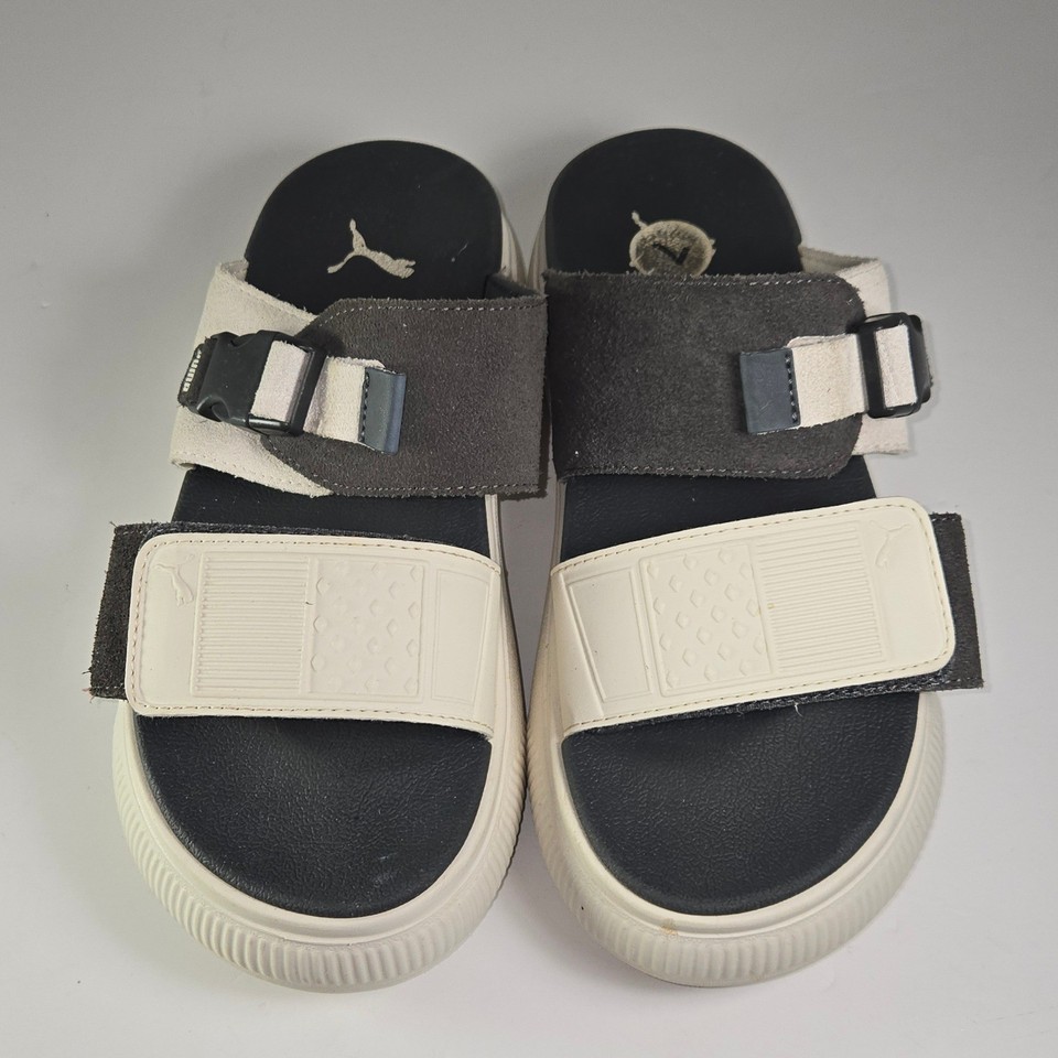 Puma Platform Sandals Women Size 7 US White Black Flag Accents | eBay