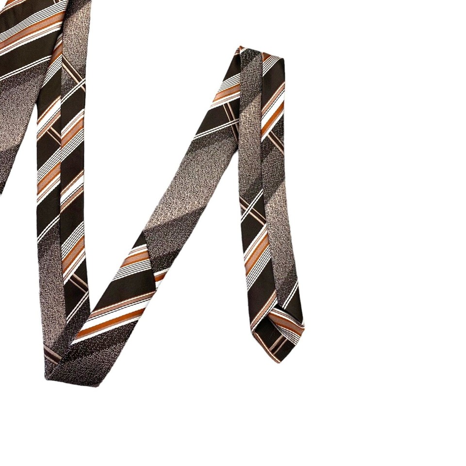 C & A Vintage Mens Tie Brown Stripe Made In UK Retro 1980s Smart Tie Polyester | eBay UK