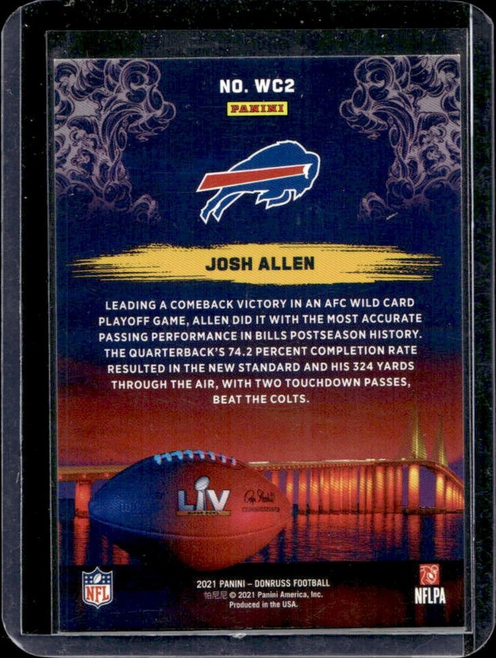 2021 Donruss Josh Allen Road to the Super Bowl Wild Card #WC2 Bills ...