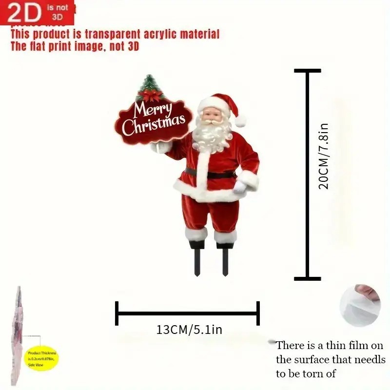 2D Festive Holiday Santa Claus with Merry Christmas Sign Garden Outdoor ...