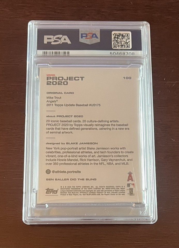 Topps Project 2020 #100 Mike Trout By Blake Jamieson 2011 RC Retro PSA ...
