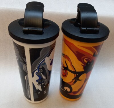 Tupperware 16 oz Halloween Cat & Ghost Tumblers with Flip Top Lid Seal ...