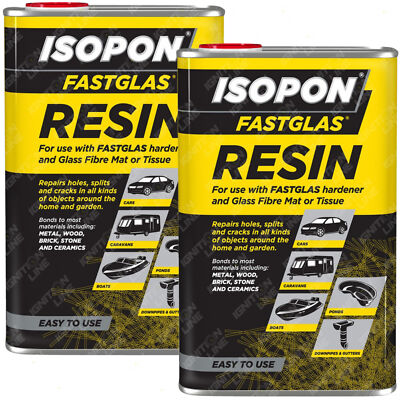 2 x Isopon Fastglas Glass Fibre Laminating Resin Use With Mat & Tissue ...