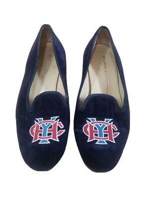 Stubbs & Wootton Women Blue Velvet Loafers Flats Shoes HYC Cuban ...