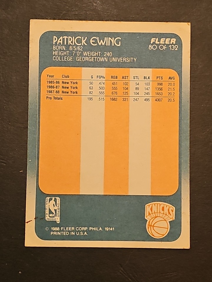 1988-89 Fleer - Patrick Ewing #80 | eBay