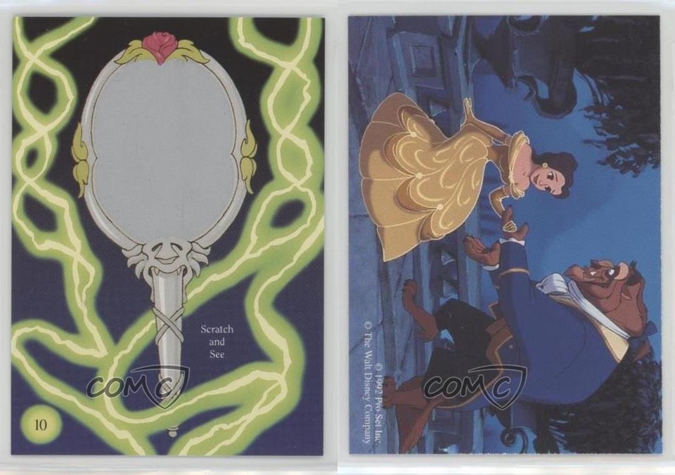 1992 Pro Set Beauty and the Beast Magic Mirror Cards Belle The Beast ...