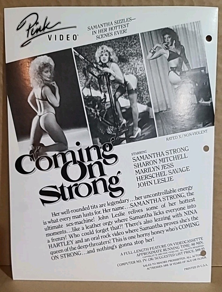 COMING ON STRONG 1989 adult ad slick SAMANTHA STRONG NINA HARTLEY ...
