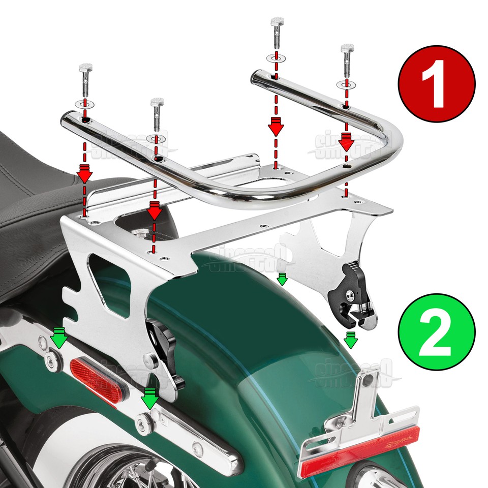 For Harley 97-08 Touring 2-Up Tour Pack Mount Luggage Rack Docking ...