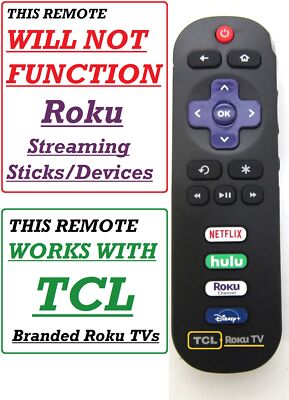 New Genuine TCL Roku TV Remote Control *NOT FOR ROKU STREAMING DEVICES ...