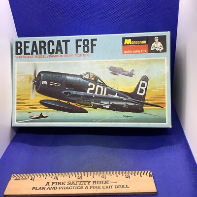 Vintage Monogram Bearcat F8F 1/72 Scale Airplane Model Kit # PA144-70 ...