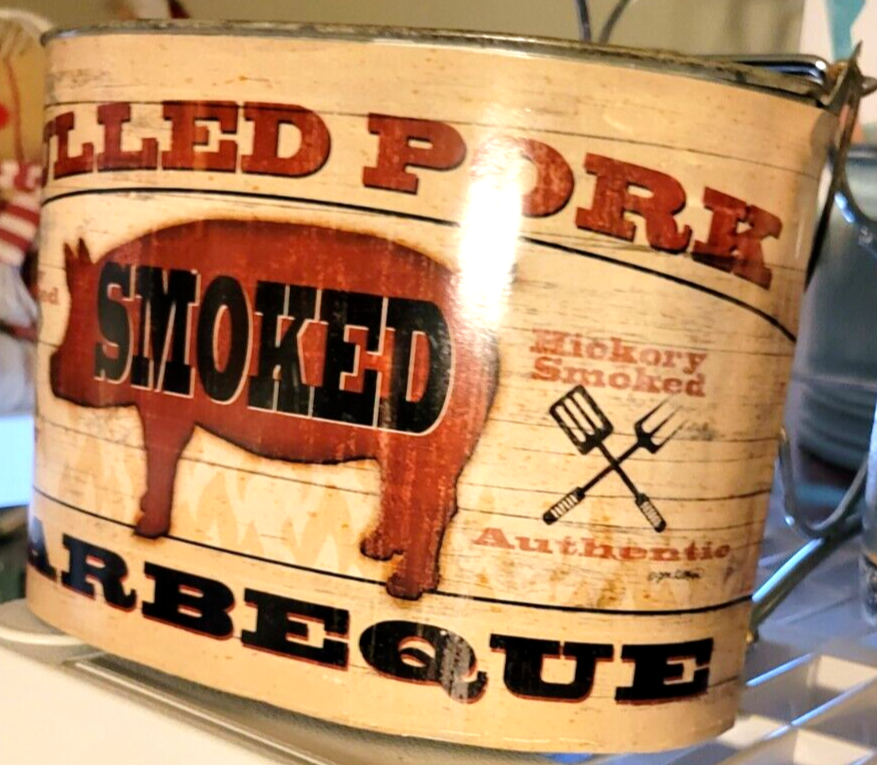 2 RUSTIC PULLED PORK BBQ HOMESTYLE PIT FIRE METAL BUCKETS BBQ KITCHEN ...