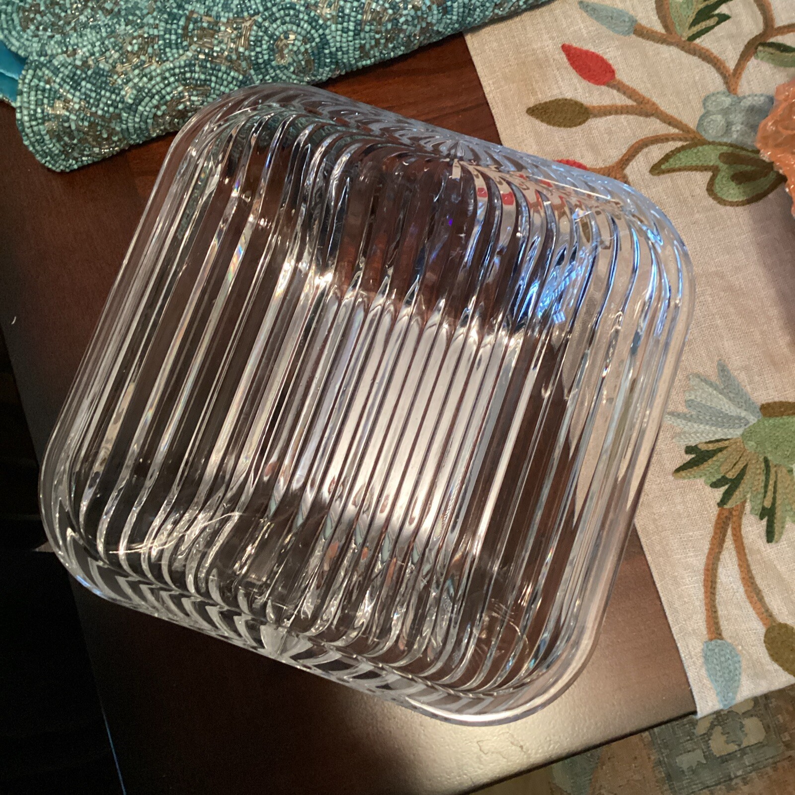 Vintage VILLEROY & BOCH Quadra Crystal Ribbed 9 1/2” Sq. Candy ...