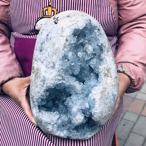 14.7KG Natural Beautiful Blue Celestite Crystal Geode Cave Mineral ...