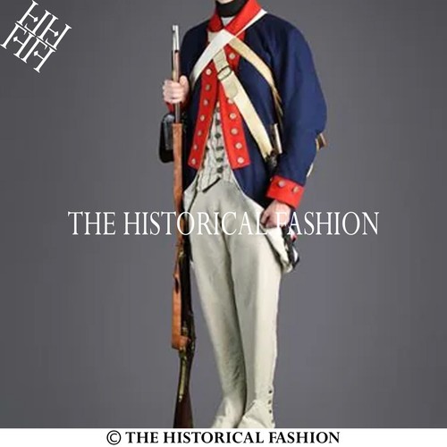Navy Blue Continental Army Uniform Men Wool 1770s Colonial War Jacket ...