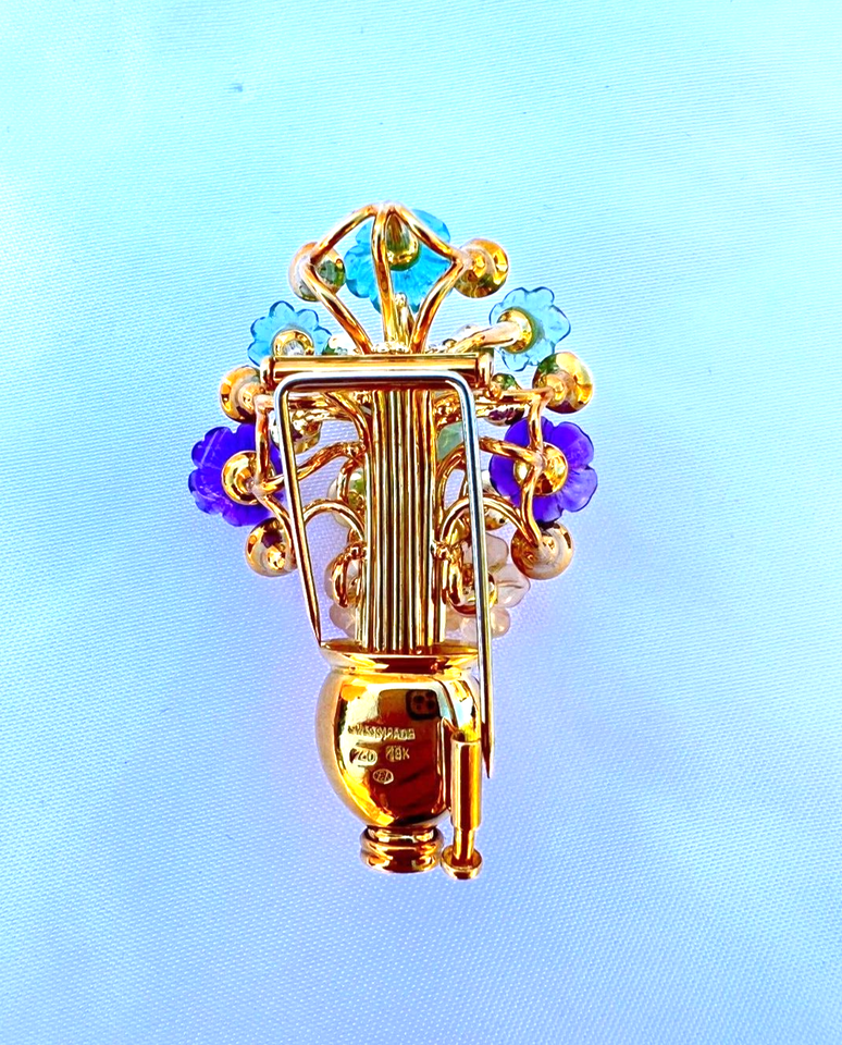 MAGNIFICENT SWISS MADE 18K GOLD DIAMOND AMETHYST CITRINE TOURMALINE ...