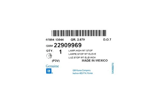 Trunk High MT Stop Lamp Light (Trunk Switch) For 2012~2015+ Chevrolet ...