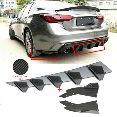 For Infiniti Q50 Q60 Car Rear Fin Diffuser Lip+Wrap Angle Splitters ...