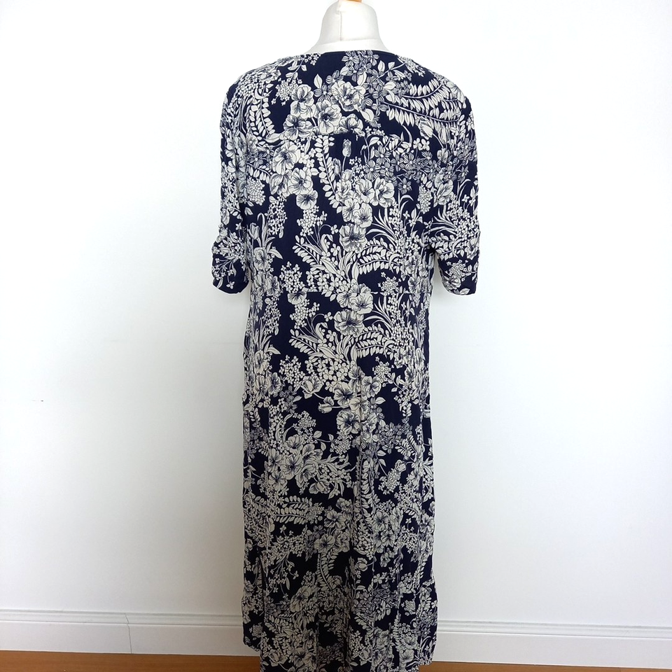 M&S Per Una UK 18 Navy & White Floral Print Midi Dress | eBay UK