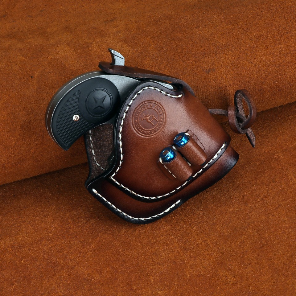 TOURBON Leather Cross-Draw Driving Holster 9mm derringer Case Cartridge ...
