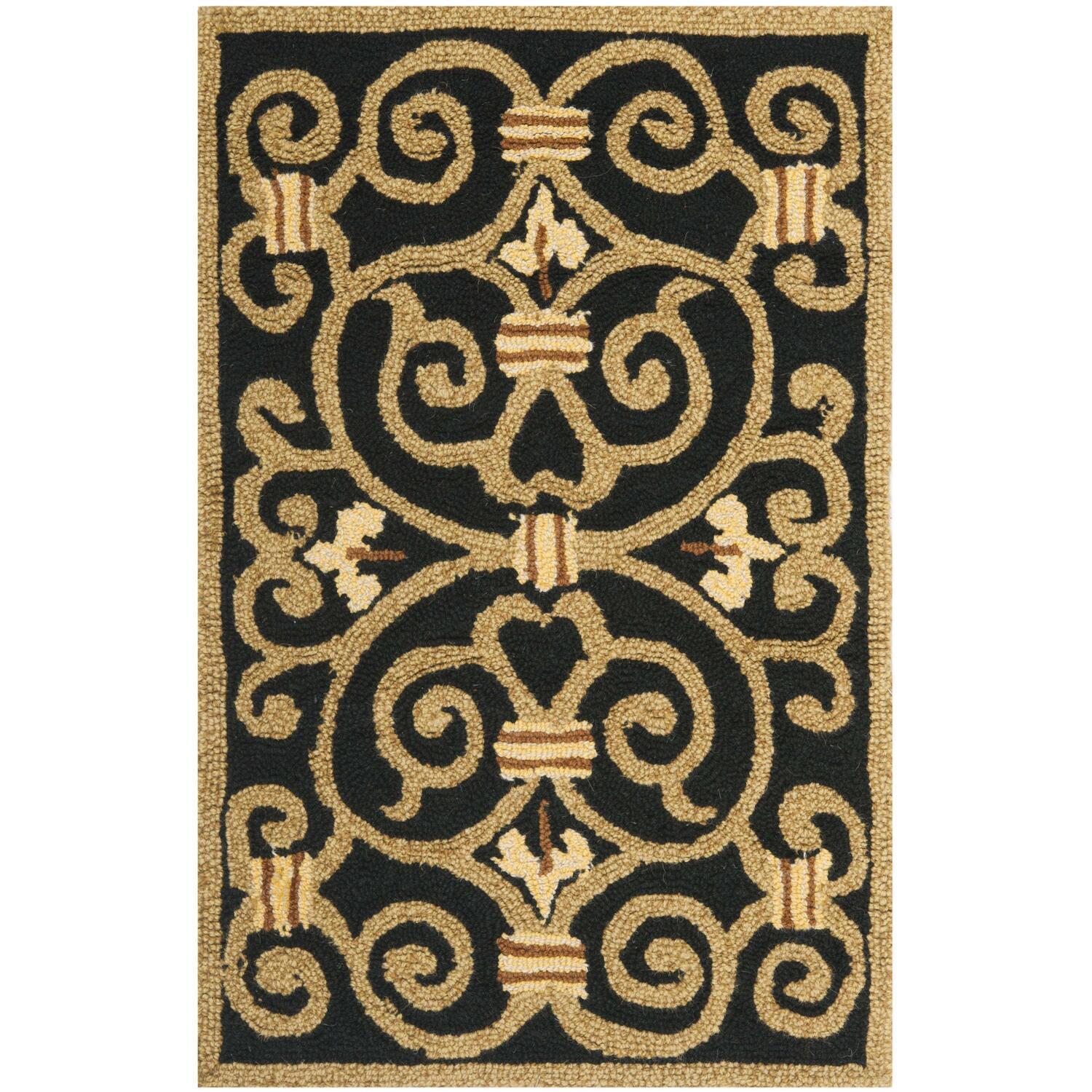 Chelsea Ivory/Gold Rug Black 1'-8" X 2'-6" Accent | eBay