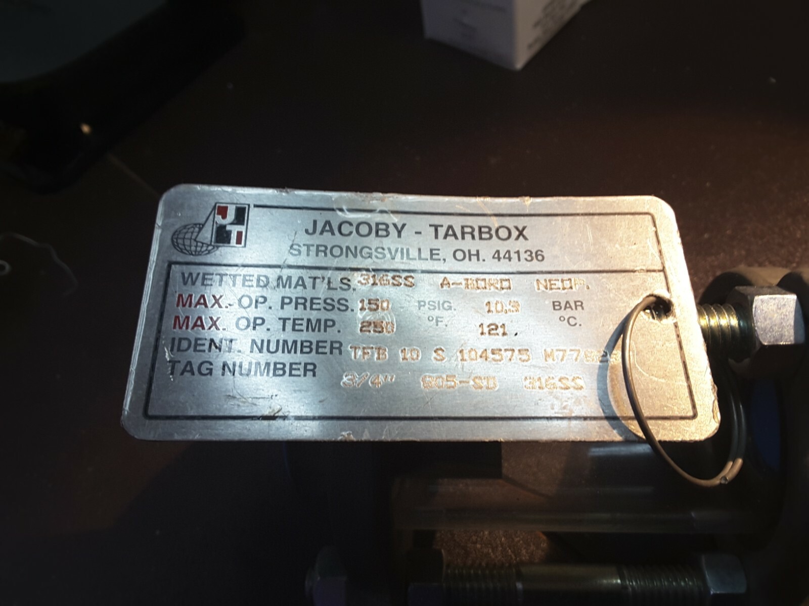 Jacoby Tarbox TFB10 316SS flow sight indicator 3/4” NPT 150psi NEW ...