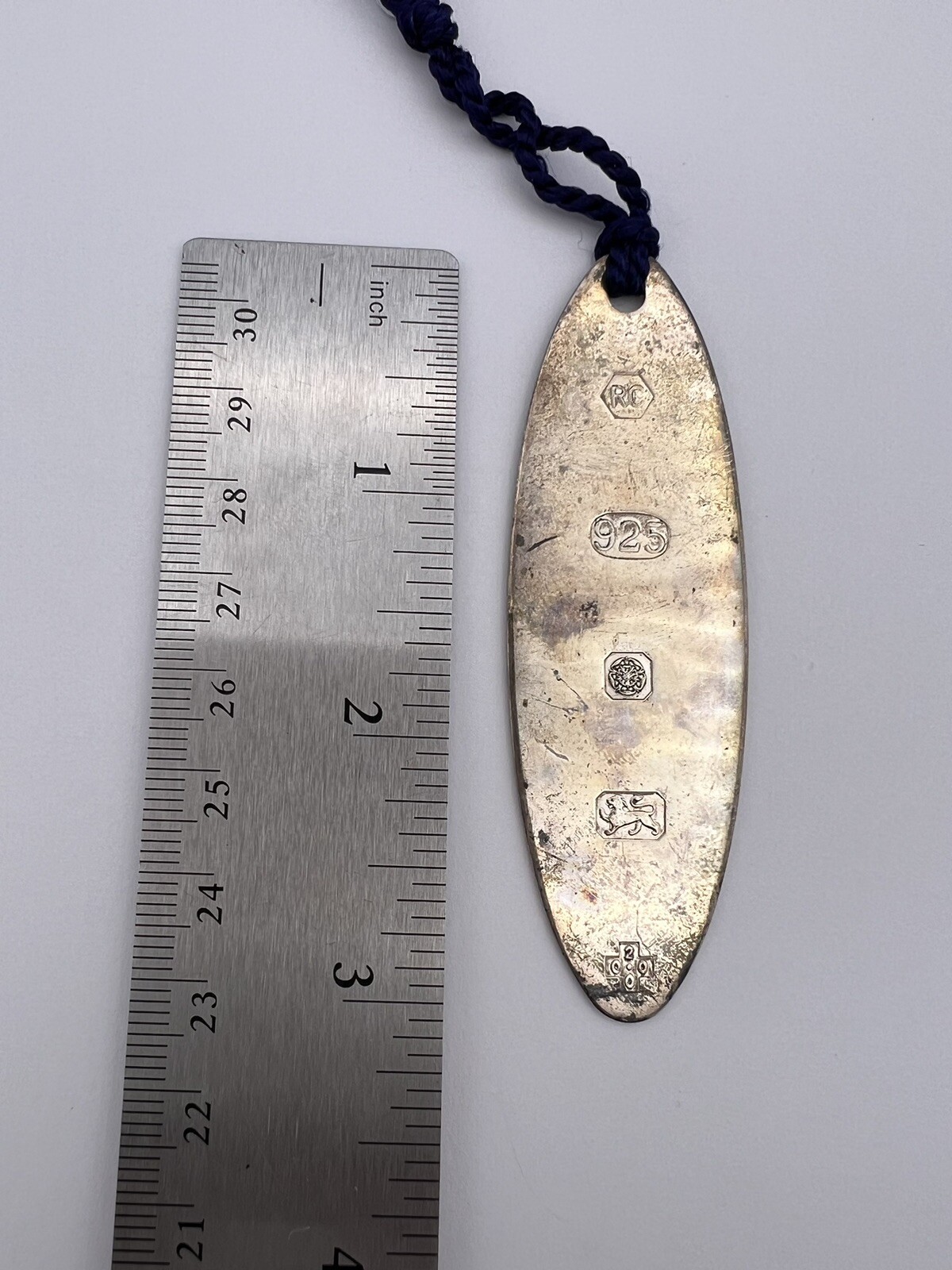 Large Hallmark Sterling Silver Oval Bookmark With Cotton Tassel Year ...