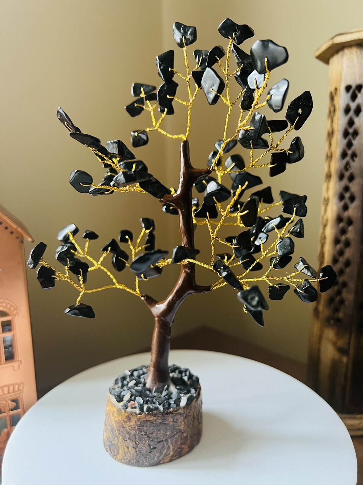 Black tourmaline crystal tree, gemstone tree, healing trees, bonsai ...
