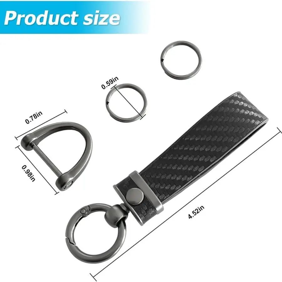 Car Keychain, Carbon Fiber Automotive Key Chain with Anti-Lost D-Ring ...
