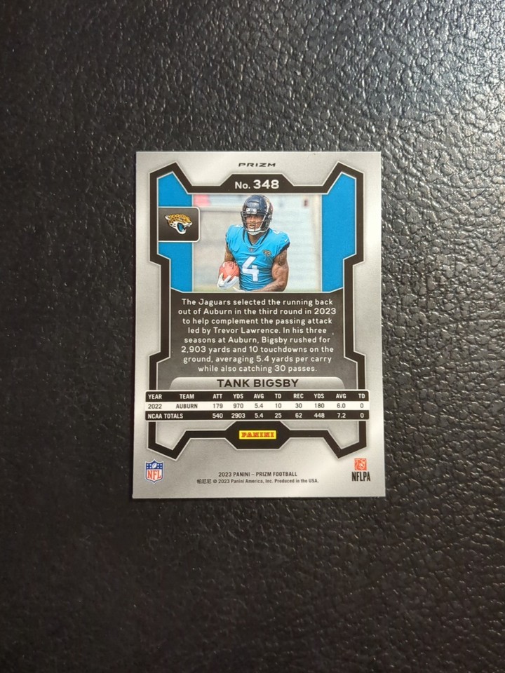 2023 Panini Prizm Football Tank Bigsby Rookie RC Orange Lazers #348 ...