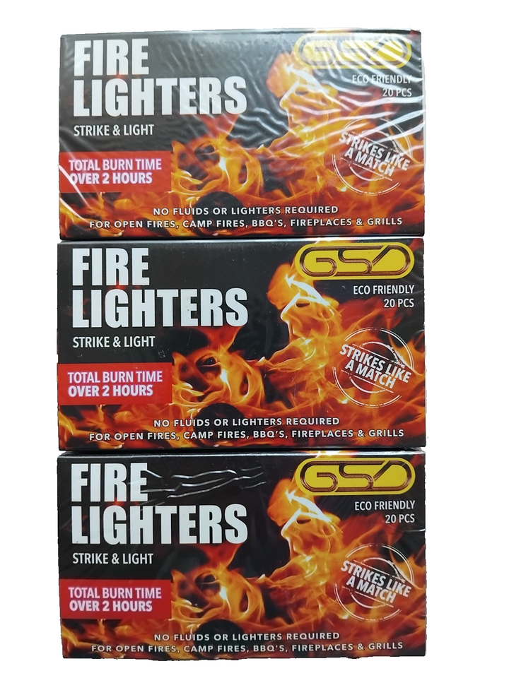 GSD Fire Lighters Strike & Light Eco Friendly Odourless Starter&Match ...