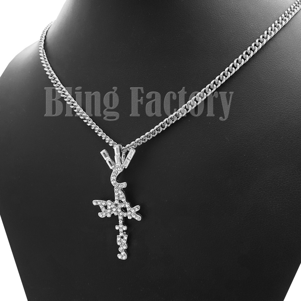 Hip Hop Iced Travis Scott Cactus Jack Cross Pendant & 24" Cuban Chain ...
