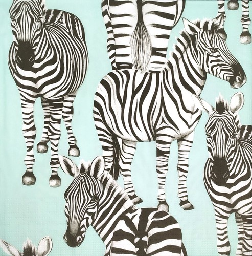 N353# 3 x Single Paper Napkins For Decoupage Craft Tissue Zebra Animal ...