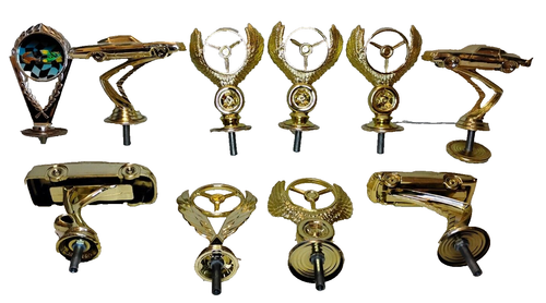 Lot of 10 Auto Racing Car Show Award Gold Trophy Topper Winged Steering ...