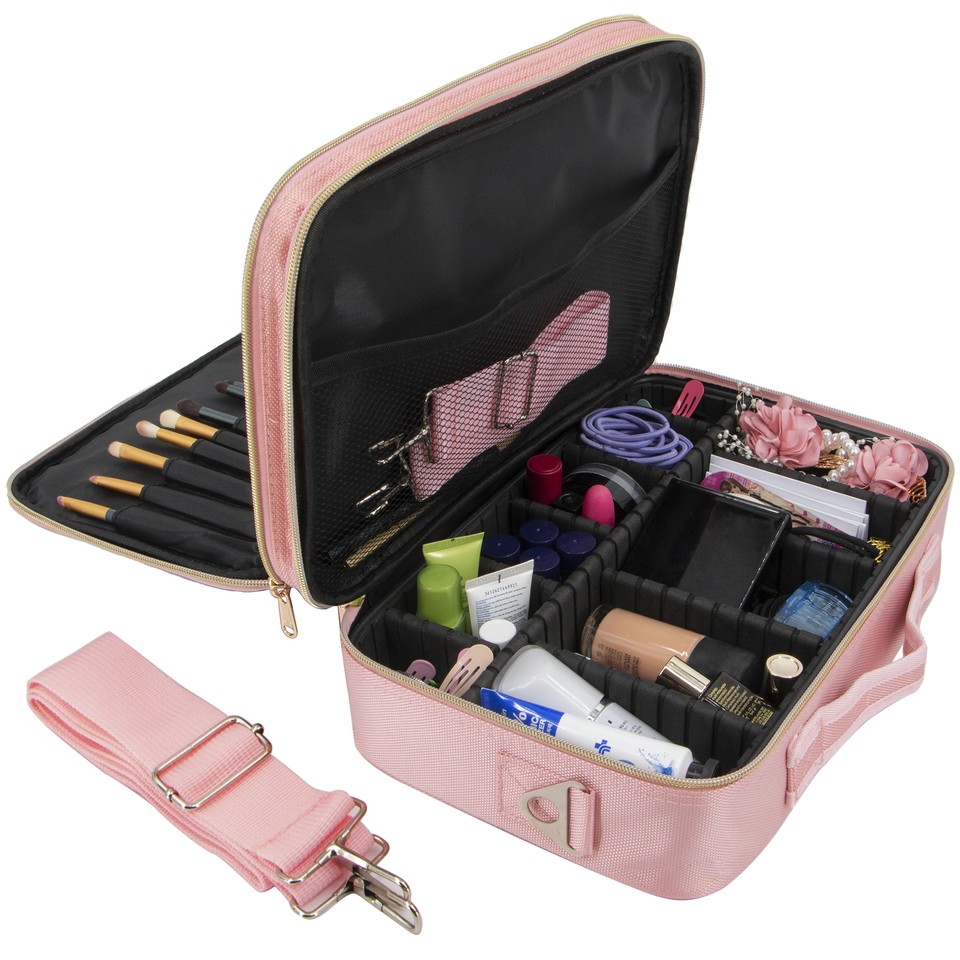 Time to Sparkle Vanity Case Make up Travel Jewelry Cosmetic Bag Storage ...