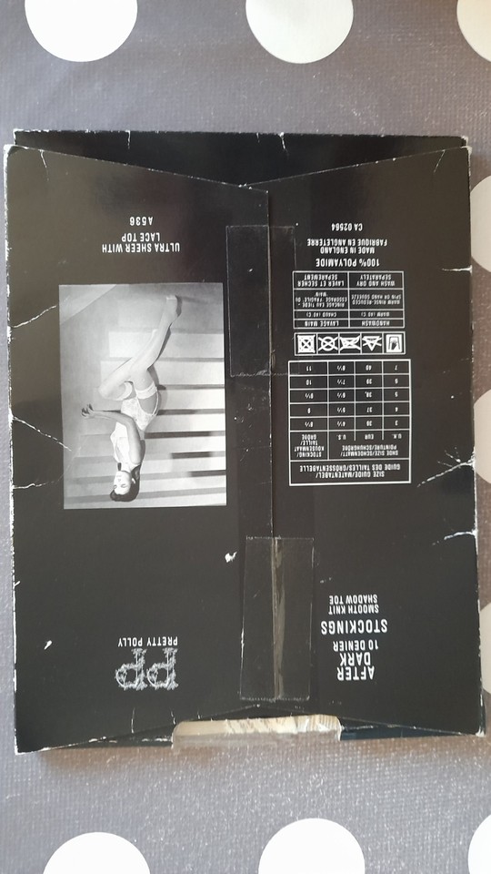 Pretty Polly ultra sheer lace top stockings white shoe 3-5 smooth knit ...