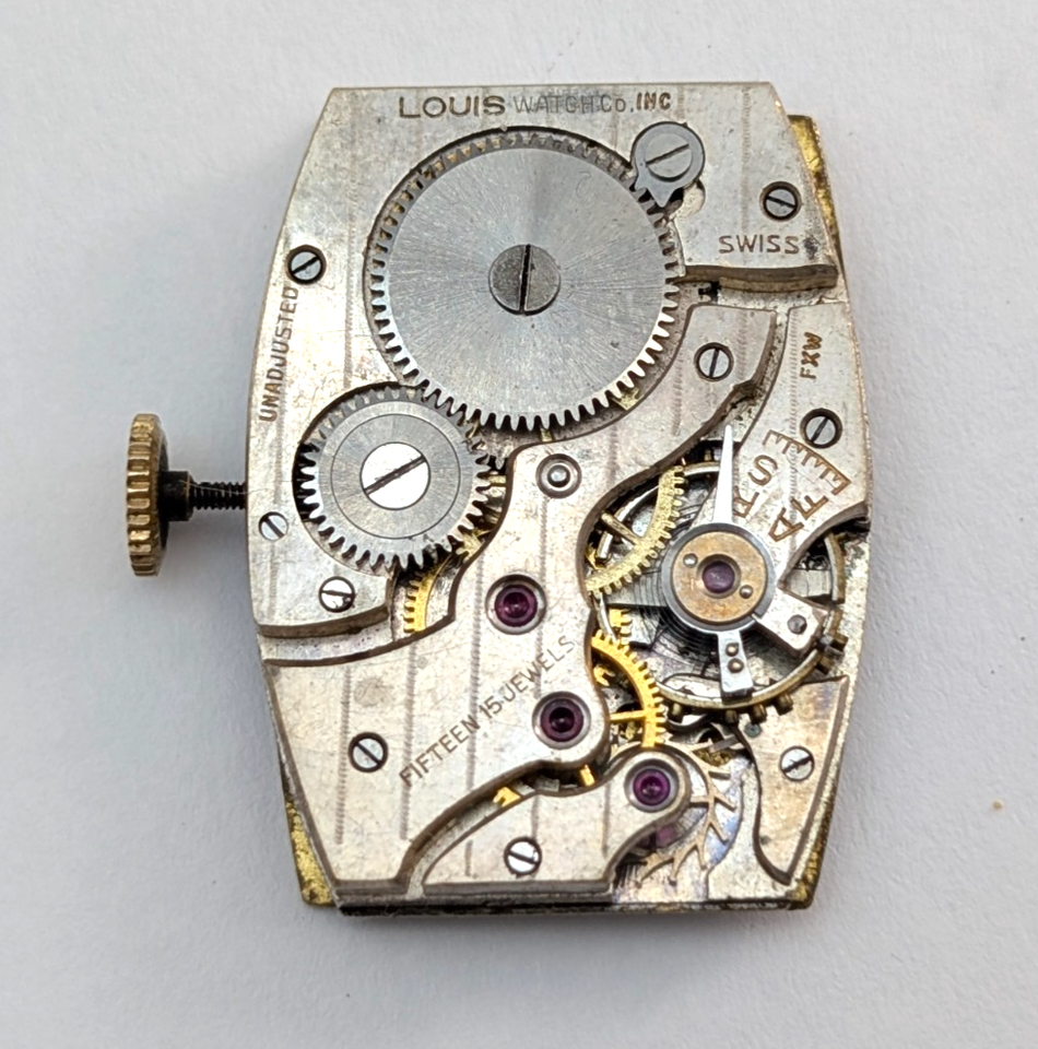 Vintage ACME Louis Watch Co 15 Jewels Art Deco Men's 20mm Movement ...