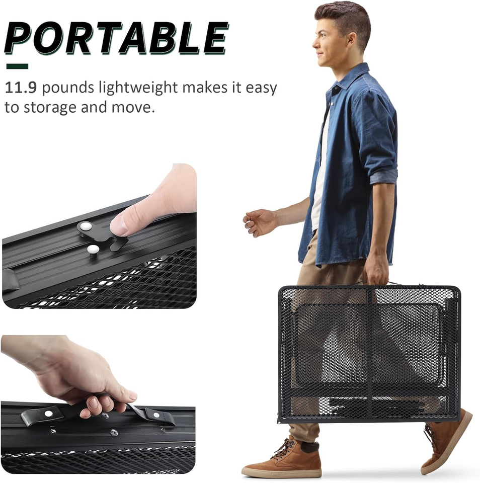 Folding Table with 2 Wing Panels, 3X2 FT Camping Table with Mesh ...