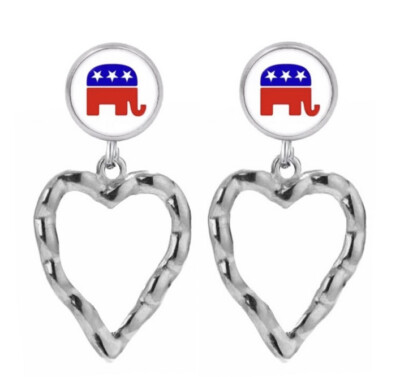 Republican Earrings Stainless Steel Heart Dangle Earrings Elephant ...