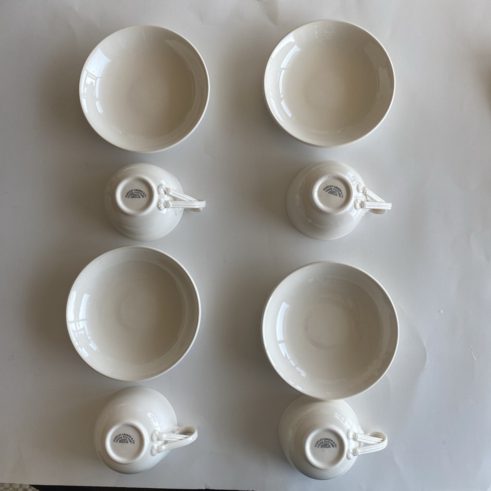 Hartley Greens Leedsware Creamware New Cup And Saucer Set Of 4 | eBay