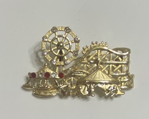 Signed AJC Vintage Carnival Circus Spinning Ferris Wheel Gold Tone ...