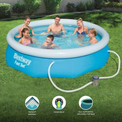 Bestway 8ft Fast Set Family Swimming Pool With Flowclear 330gal Filter ...