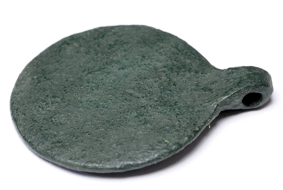 ANTIQUE BRONZE amulet Coin-shaped pendant Calendar X-XIII CROSS Kievan ...