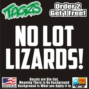 No Lot Lizards Funny DieCut Vinyl Window Decal Sticker Car Truck SUV ...