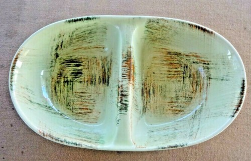 1953-4 Vernonware Raffia Divided Serving Bowl Vernon Kilns 11 1/2" CA ...