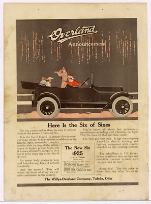 1916 Willys Overland Auto Ad: Overland Six Model Pictured - Toledo ...