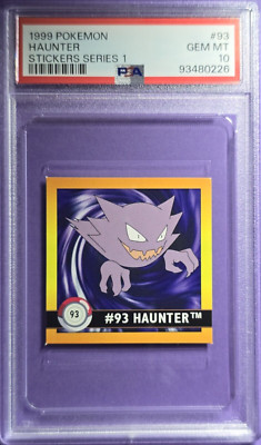 PSA 10 GEM MINT 1999 Pokemon ~ Haunter ~ Stickers Series 1 #93 LOW POP ...