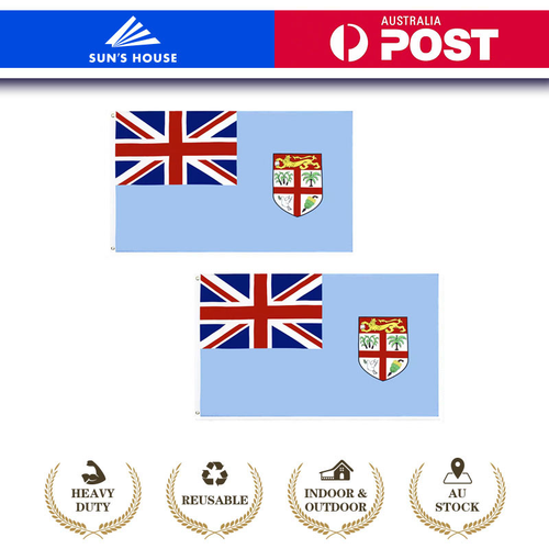 2PCS 150x90cm Fiji National Flag Polyester Heavy Outdoor Flag With 2 ...